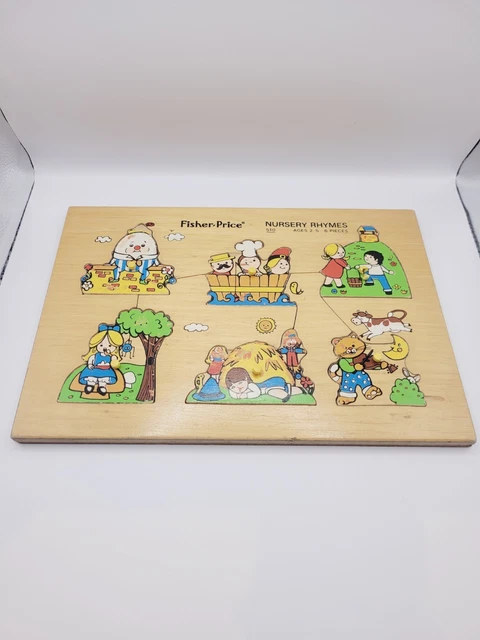 VINTAGE FISHER PRICE Wooden Nursery Rhymes Baby/children's Jigsaw ...