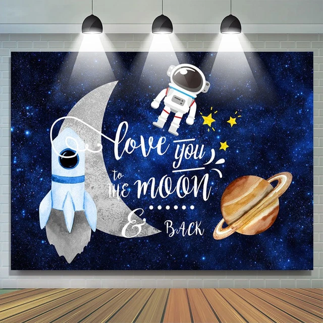 GLITTER BLUE SPACE Astronaut Theme Birthday Backdrop $37.90 - PicClick AU