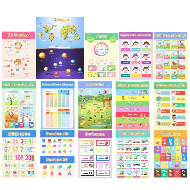 16 SHEETS EDUCATIONAL Wall Chart Posters for Toddlers Early Learning ...