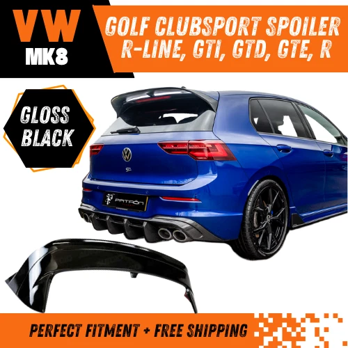 VW GOLF MK8 R LINE - GTD - GTI - R Clubsports Spoiler Lip Gloss Black ...
