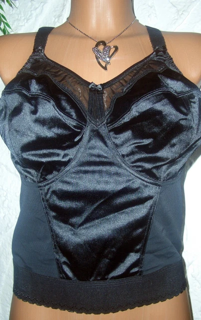 Strammer Vintage Mieder Long Bh 95 E Schwarz Glanzsatin Goddess Pin Up