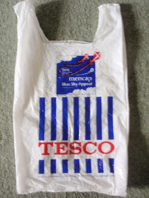 VINTAGE/COLLECTABLE: RARE 1997 Tesco Plastic Carrier Bag (Mencap Blue ...