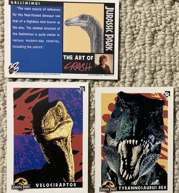 Topps 1993 Jurassic Park Trading Cards. Set Of 4 Cards & 4 Stickers 