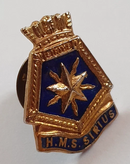 ROYAL NAVY HMS Sirius F40 Enamel Sweetheart Lapel Badge - Leander-class ...