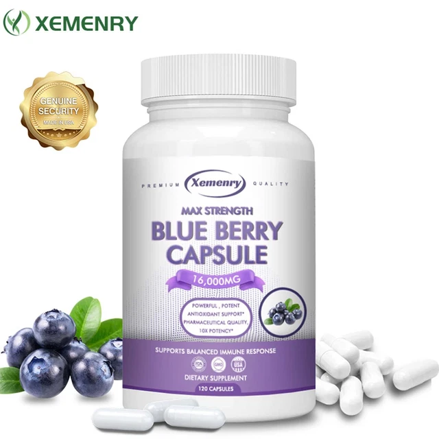 BLUEBERRY CAPSULES 16000MG-HIGH Strength Antioxidant,Supports Brain & Eye Health £7.68 - PicClick UK