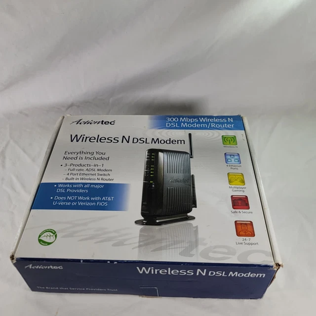 ACTIONTEC GT784WN 300MBPS Wireless N DSL Modem Router 4 Port Tested $20 ...