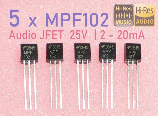 5X MPF102 N-KANAL Audio JFET 25V / max: 20mA TO-92 / DE-Versand EUR 4 ...