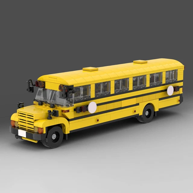 MOC YELLOW SCHOOL Bus Model Vehicle Collection Building Blocks Set Toy ...