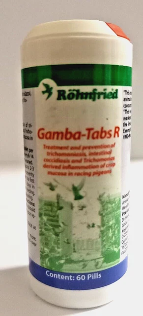 ROHNFRIED GAMBA-TABS R Canker Coccidiosis 60 pills Racing Pigeons ...