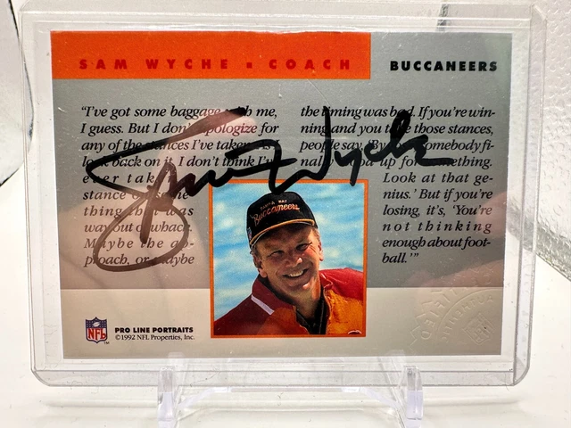 AUTOGRAPHE SAM WYCHE 1992 PRO LINE AUTO - Tampa Bay Buccaneers ...