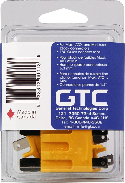 GENERAL TECHNOLOGIES CORP GTC CT6100 Fuse Socket Connector Kit, Yellow $32.99 - PicClick AU