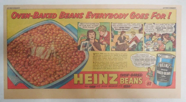 HEINZ BEANS AD: The Beans Everybody Goes For ! from 1950's 7.5 x 15 ...