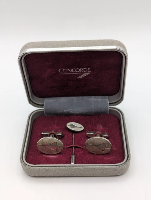 BRITISH AIRWAYS CONCORDE Sterling Silver Cufflinks & Tie Pin Set ...