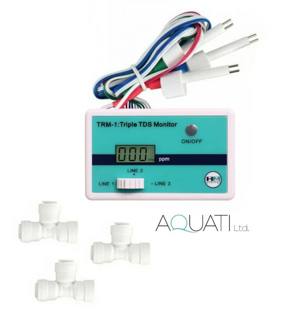 HM DIGITAL TRM-1 Triple In-Line TDS Monitor Total Dissolved Solids RO ...