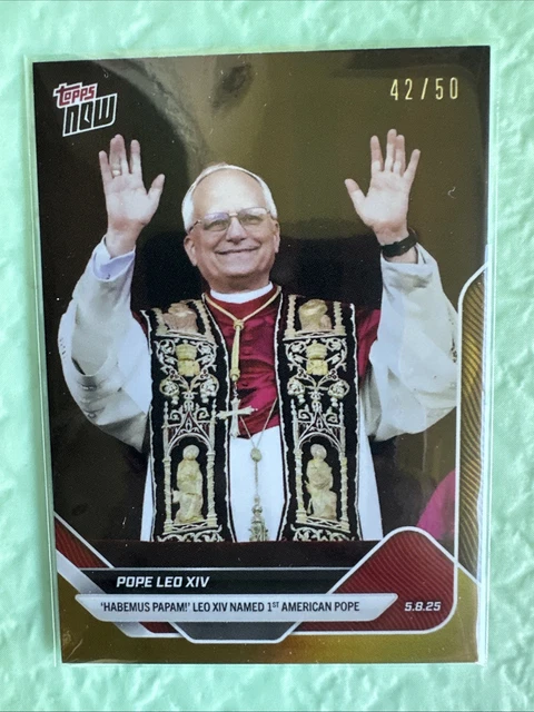 CARTA PAPA LEONE XIV 1° Papa Americano 2025 Topps ORA RARA ORO #ed /49 ...