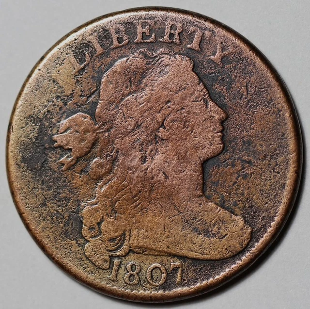 1807 DRAPED BUST Large Cent - US 1c Copper Penny Coin - L7 £142.11 ...