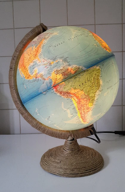 GLOBE TERRESTRE ANCIEN TOLE Emaillee 1940s Mappamondo Mappemonde ...
