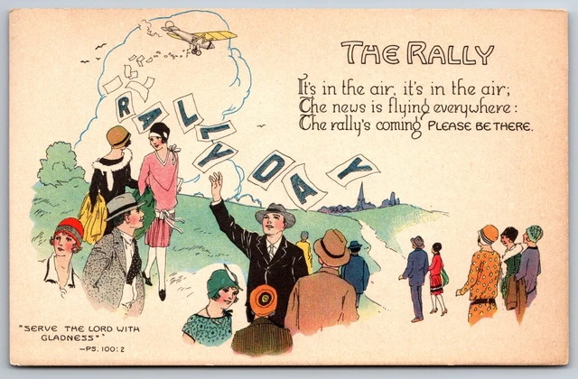 RALLY DAY SUNDAY School Invitation Airplane Leaflets Crown Unused ...