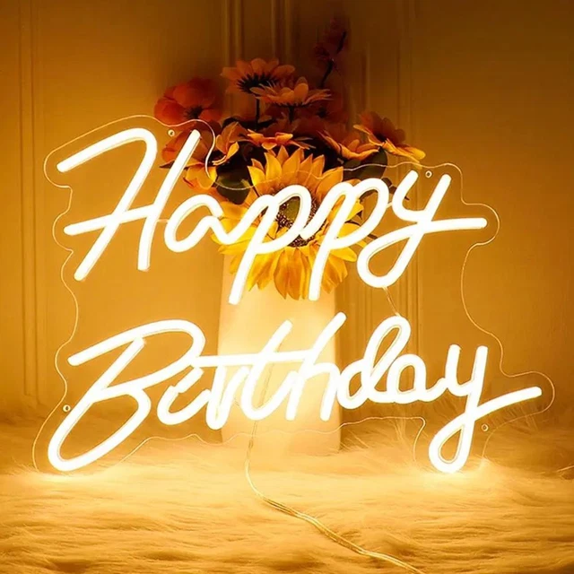 LARGE HAPPY BIRTHDAY LED Neon Sign Lights Hanging Sign Neon Lights Party Decor ∏ £28.52 ...