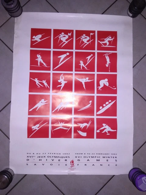 ANCIENNE AFFICHE D'ORIGINE JEUX OLYMPIQUE D'HIVER ALBERTVILLE 1992 ...