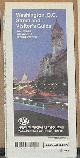 1993 AAA STREET Map and Visitor's Guide of Washington DC EUR 3,90 ...