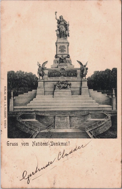 CARTOLINA VINTAGE GERMANIA Bingen Gruss del monumento nazionale C128 ...