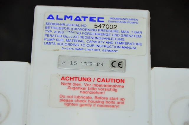 ALMATEC A15 TTZ-F4 A Serie PTFE Pneumatische Membranpumpe mit Flanschanschlüssen EUR 811,27 ...