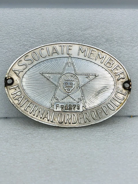 FOP EMBLEM ASSOCIATE Member Fraternal Order Of Police Auto Badge Plate ...