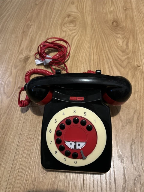 NEXT RETRO PUSH Button Home Corded Telephone Black Red Recall & Redial ...