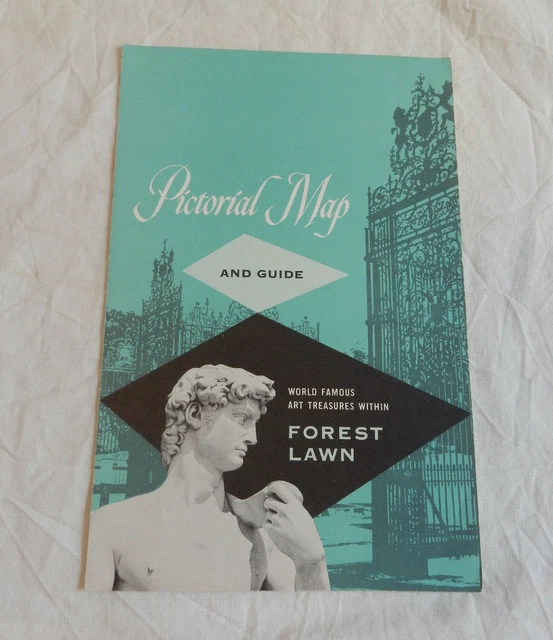 1956 PICTORIAL MAP AND GUIDE OF FOREST LAWN MEMORIAL PARK GLENDALE Old ...