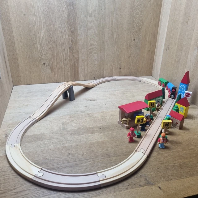 WOODEN TRAIN TRACK Bundle Track & Trains Compatible with Brio Bigjigs ...