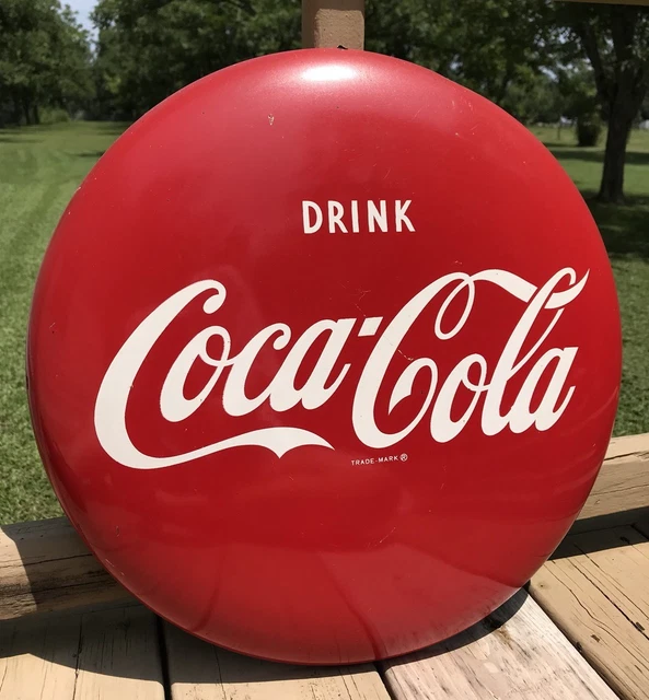 VINTAGE 16& COCA Cola Button Sign Drink Coca-Cola Porcelain Button AM95 ...