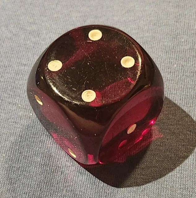 GROSSER DDR WÜRFEL transparent ROT / BRAUN Bernstein Catalin 3,4 cm ...