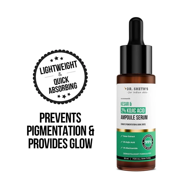 DR. SHETH'S KESAR & 2% Kojic Acid Ampoule Serum | Pigmentation & Dark ...