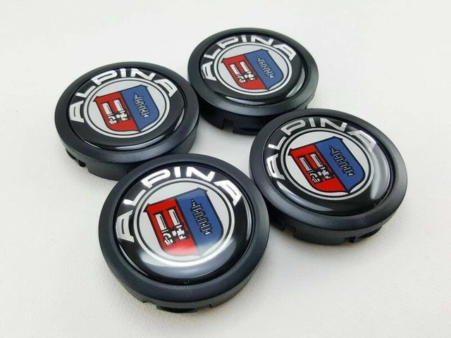 BLACK CENTER CAPS Size 56mm. Logo Emblem Alpina Parts Car Wheel Racing ...