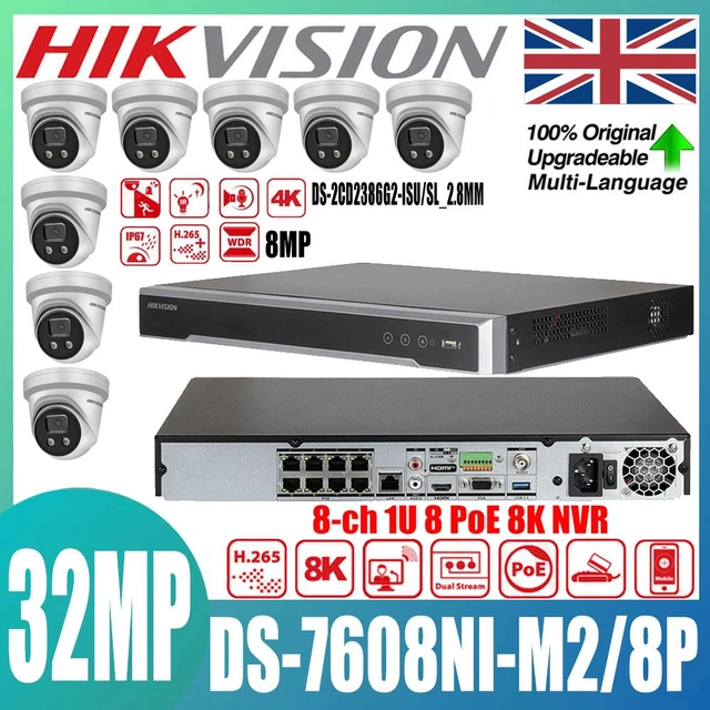 HIKVISION 8MP 4K Two-Way Audio Camera 8CH POE NVR DS-7608NI-M2/8P ...