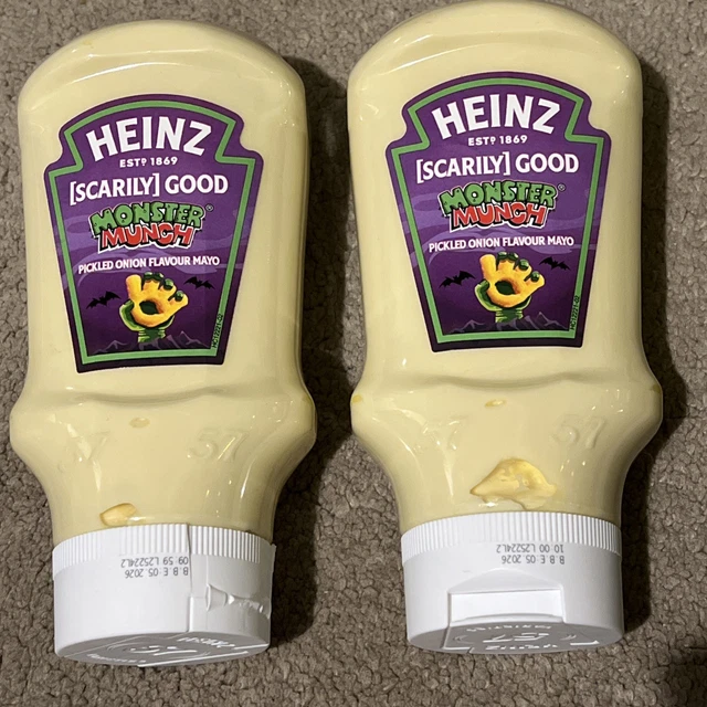 2 X 400G Heinz (scarily ) Good Monster Munch Pickled Onion Flavour Mayo ...