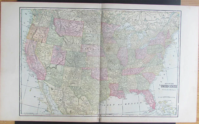 VINTAGE EARLY 1950'S Map of UNITED STATES Published by GEO. F. Cram £14 ...