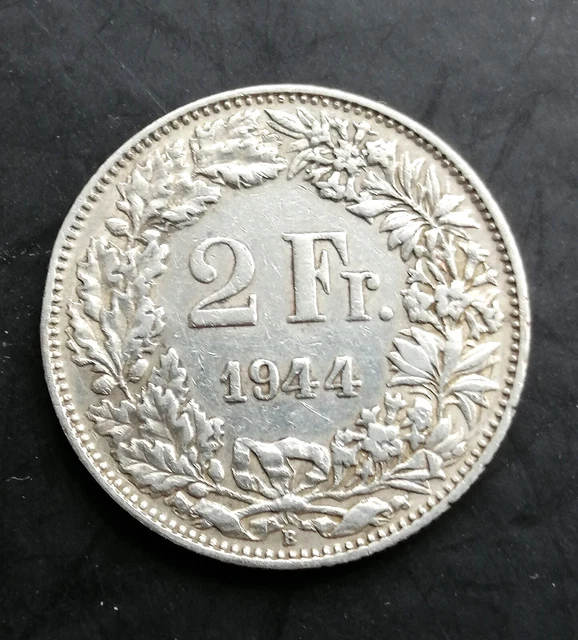 2 FRANKEN SILBERMÜNZE Helvetia / Schweiz 1944 mit Motiv "stehende Helvetia" EUR 19,50 - PicClick DE