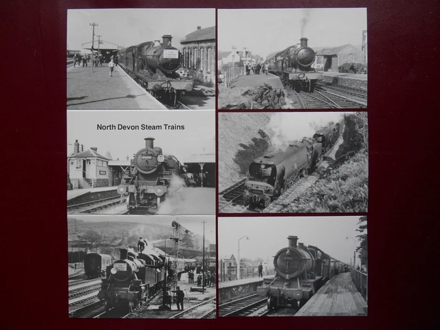 SET OF 6 x North Devon Steam Railway Trains Postcards & Illustrated Map ...