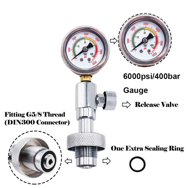FOR STANDARD DIN Diving Tank Valve Threads (G5/8) Pressure Gauge DIN ...