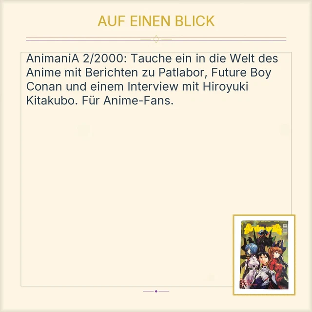 ANIMANIA ZEITSCHRIFT 2/2000 (7. Jahrgang) - Anime Manga Patlabor Conan ...