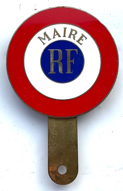 ANCIEN BADGE DE Voiture Maire Rf Marie Administration Plaque De Voiture ...