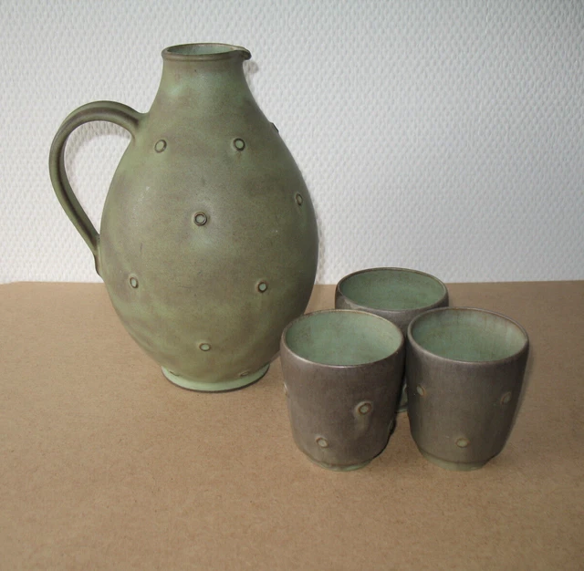 ANTON LANG KERAMIK Oberammergau - Krug H 22 cm / 3 Becher - Ritz ...