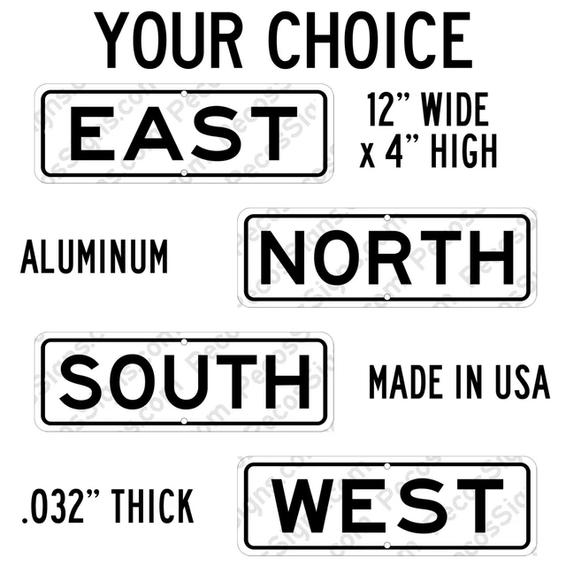 HIGHWAY DIRECTIONAL SIGN 12x4 North South East West Left Right - Made ...