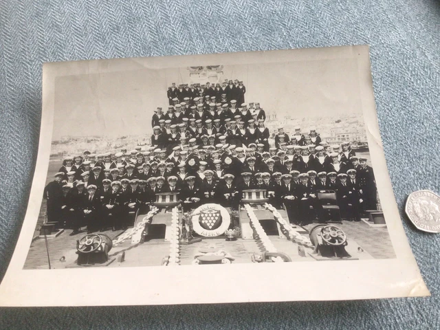 ORIGINAL 1950S HMS AISNE SHIPS CREW IN UNIFORM PHOTO PHOTOGRAPH ROYAL ...