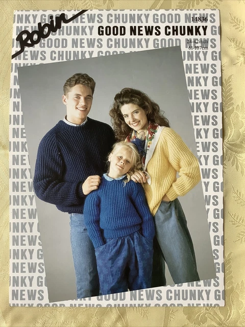 ROBIN KNITTING PATTERN 14836. Family sweater in Chunky 24-42". NEW, old ...