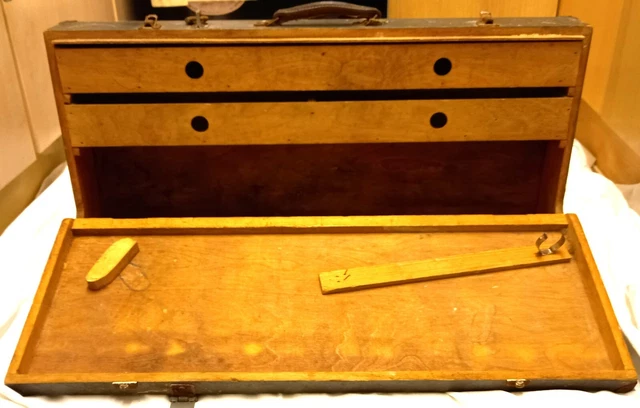 VINTAGE WOODEN CARPENTERS Tool Box used on Bond Film set Never Say ...