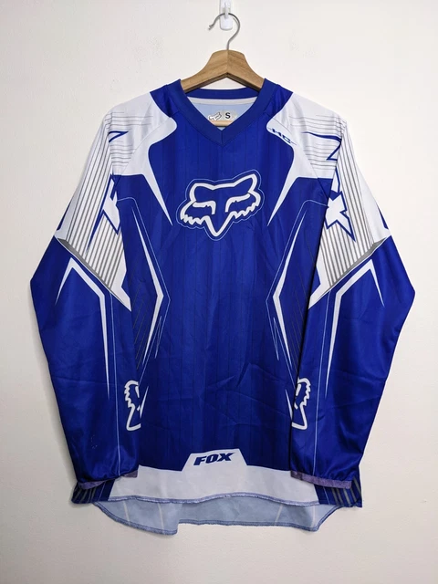 FOX RACING JERSEY Mens Small Blue White Motocross Dirt Bike Supercross ...