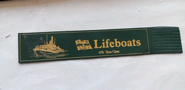 RNLI 47FT TYNE Class commemorative Green Leather Bookmark sticker mark ...